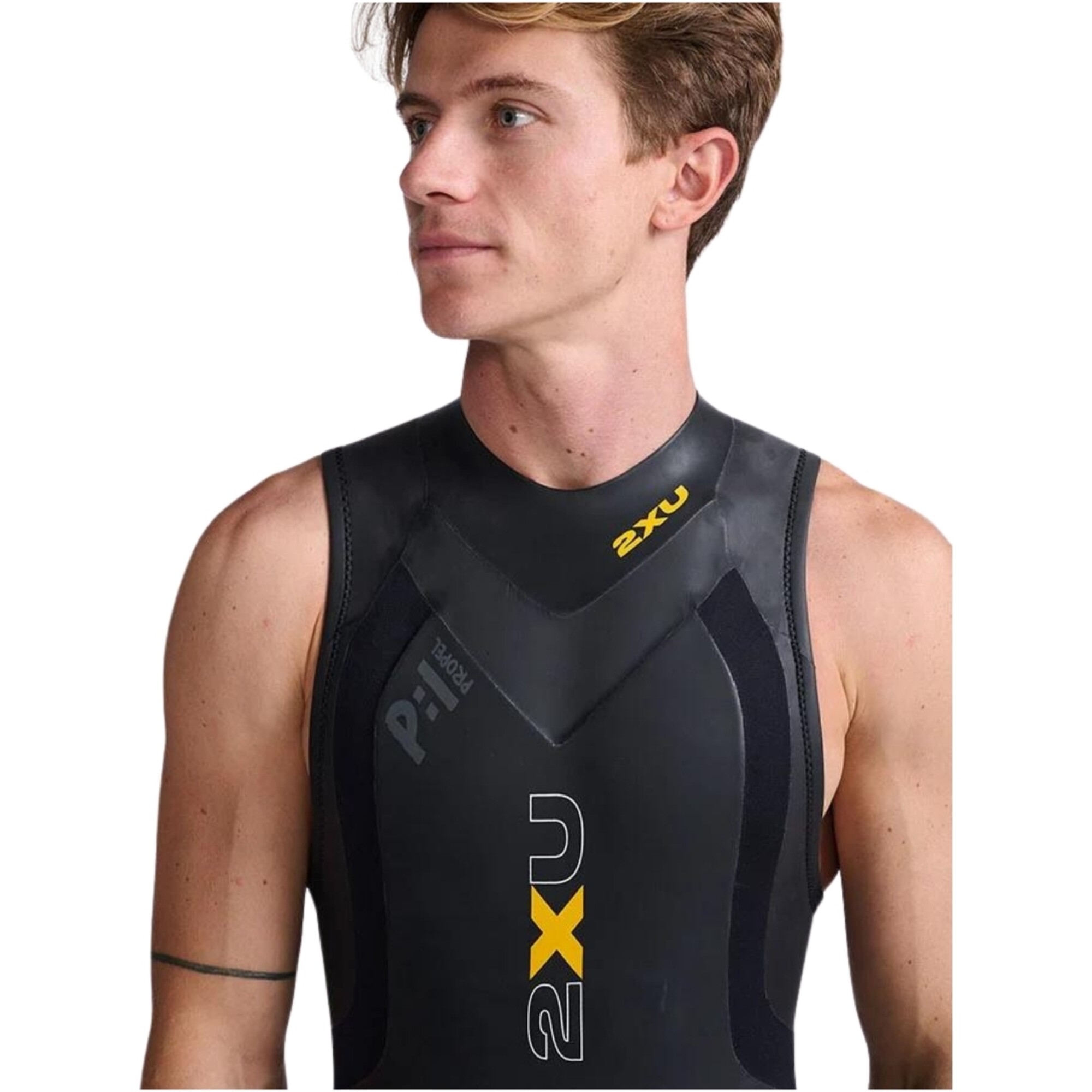 2025 2XU Mens Propel P:1 Sleeveless Swim Wetsuit MW4992c - Black / Ambition | Wetsuit Outlet